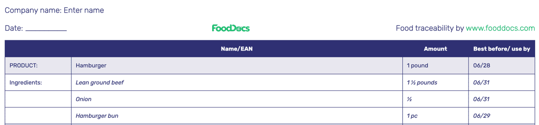 Food Traceability | Download Free Template